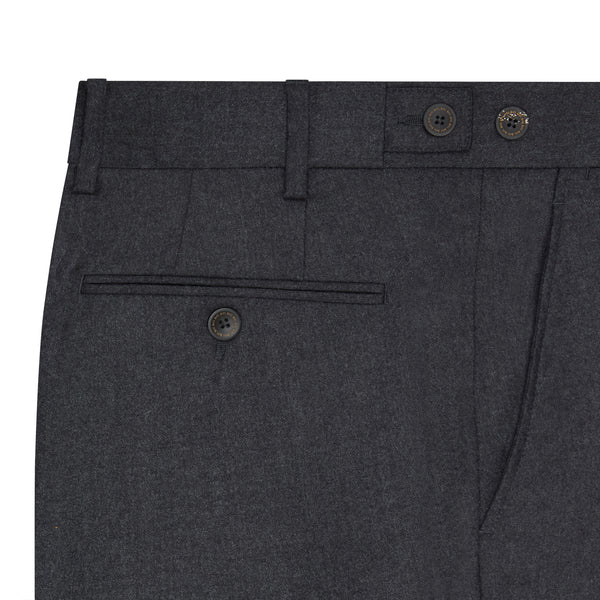 TINKER FLAT FRONT FLANNEL TROUSERS - DARK GREY – DAKS