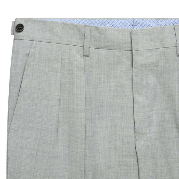 100% WOOL FRONT PLEATED TROUSER - LIGHT GREY – DAKS
