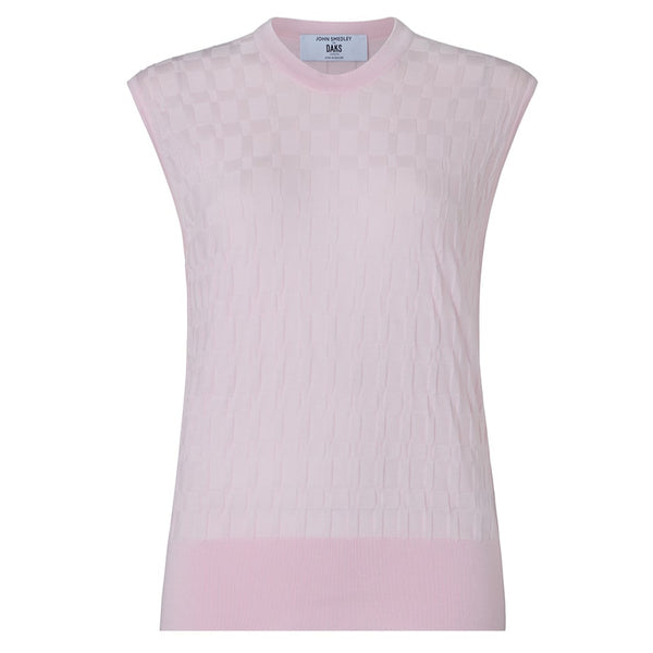 DAKS X JOHN SMEDLEY HOUSE CHECK SLEEVELESS TOP - SOFT PINK