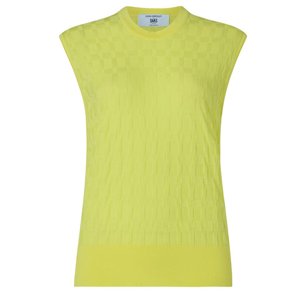 DAKS X JOHN SMEDLEY HOUSE CHECK SLEEVELESS TOP - YELLOW