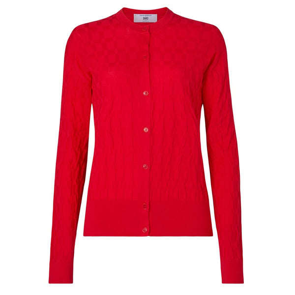 DAKS X JOHN SMEDLEY HOUSE CHECK CARDIGAN - RED