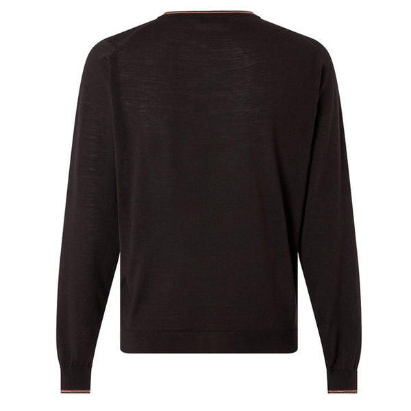 DAKS X JOHN SMEDLEY HOUSE STRIPE CREW NECK - BROWN