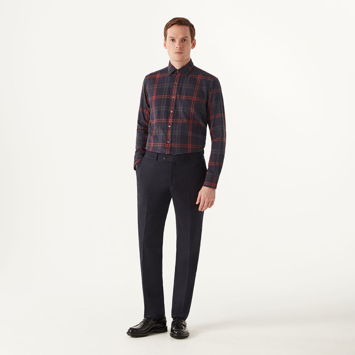 NAVY & RED CHECK SHIRT – DAKS