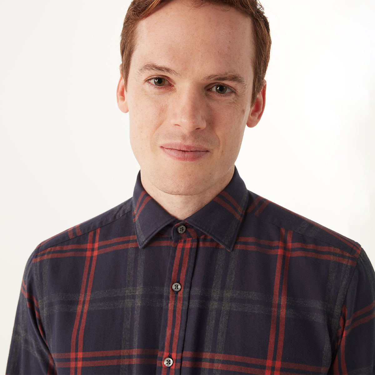 NAVY & RED CHECK SHIRT – DAKS